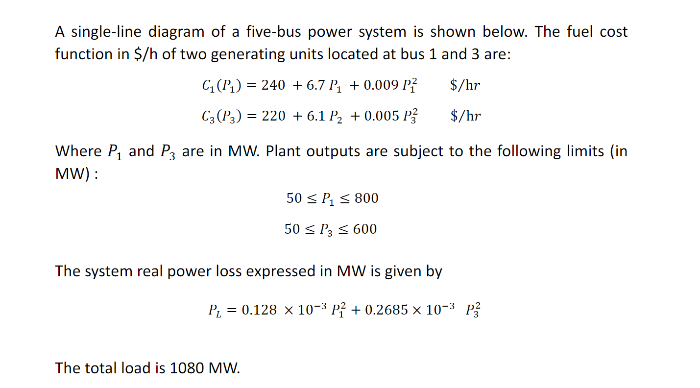 Solved A single-line diagram of a five-bus power system is | Chegg.com