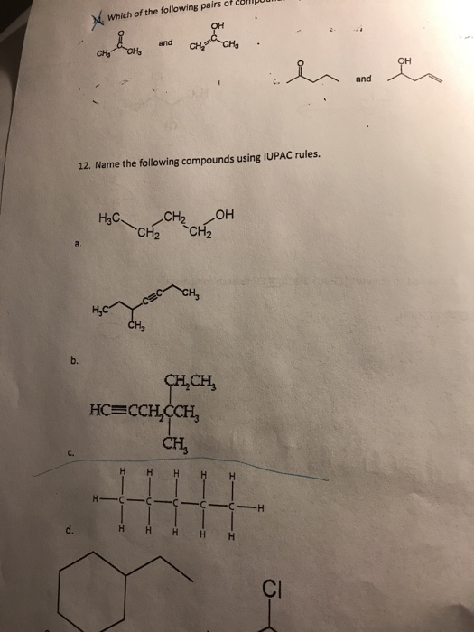 Solved 3. Please give the common name for each of the | Chegg.com