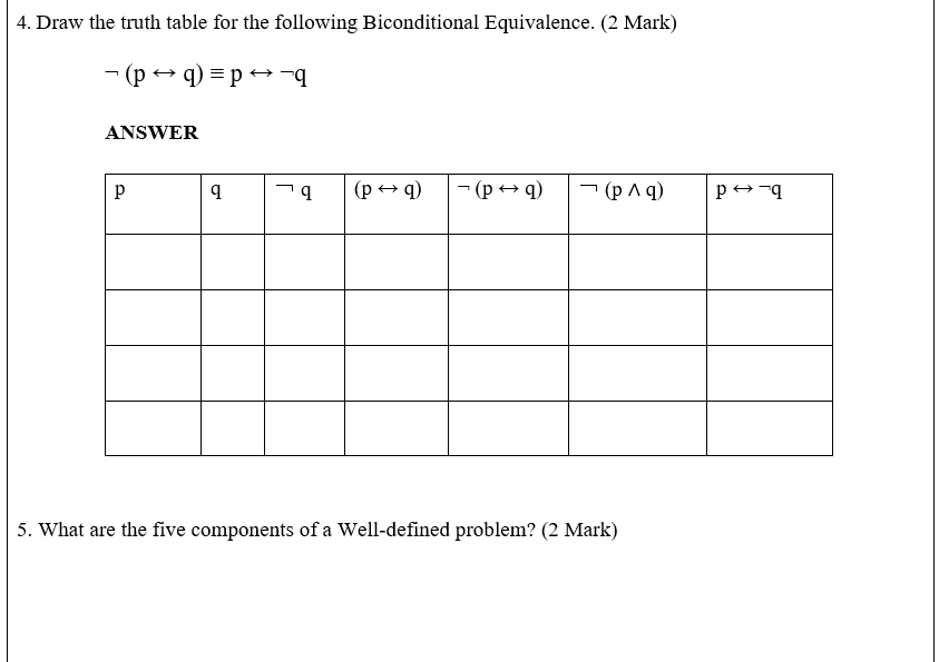 Solved 4. Draw the truth table for the following | Chegg.com