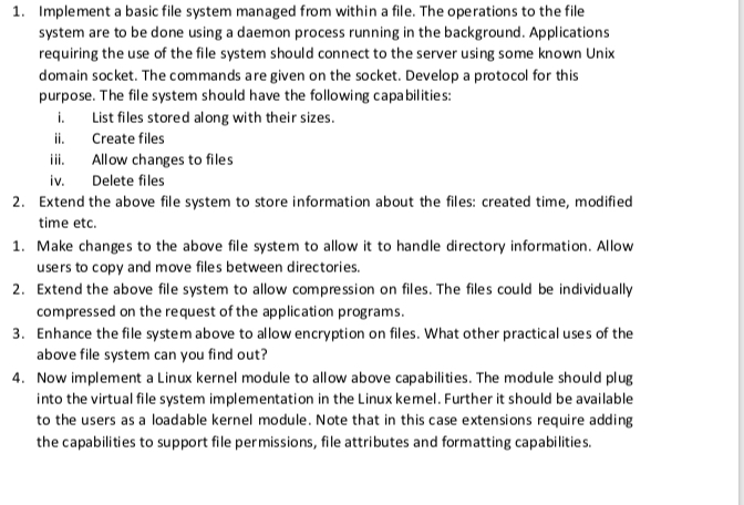 1 Implement A Basic File System Managed From Within