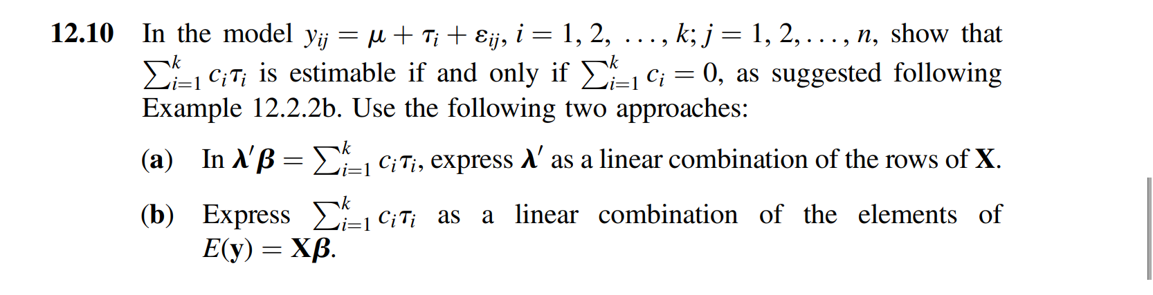 Solved 12.10 In the model Yij = u + Ti + Eij, i = 1, 2, ..., | Chegg.com
