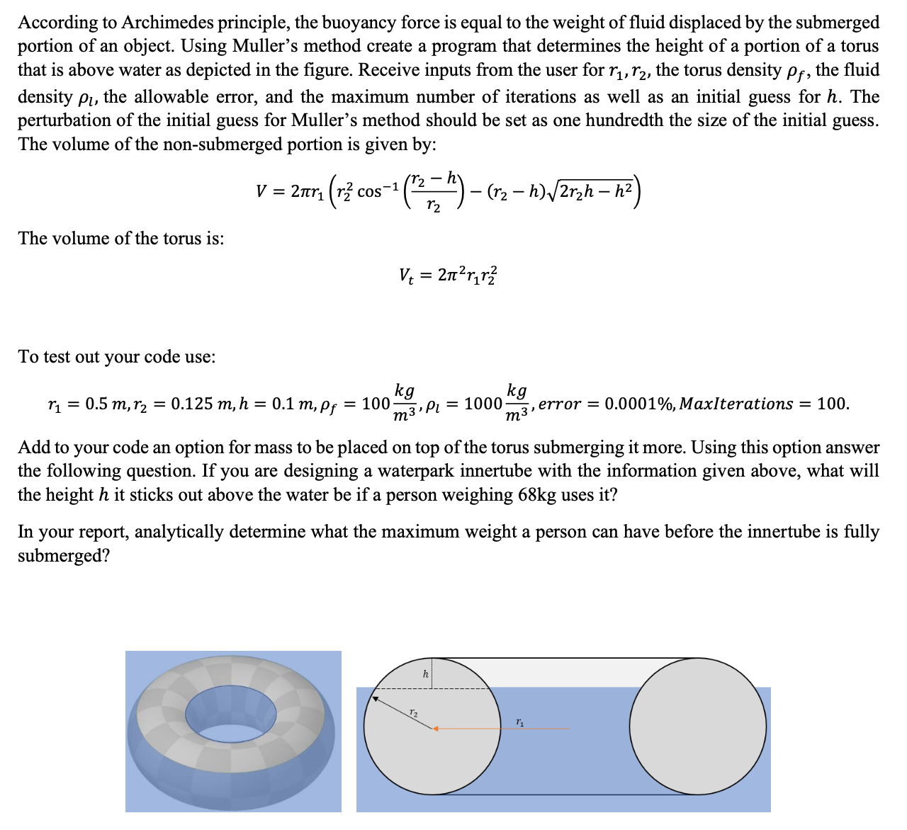 Solved According to Archimedes principle, the buoyancy force | Chegg.com