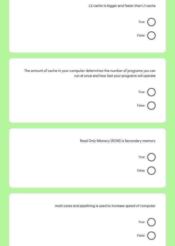 Solved L2 cache is bigger and faster than L1 cache True | Chegg.com