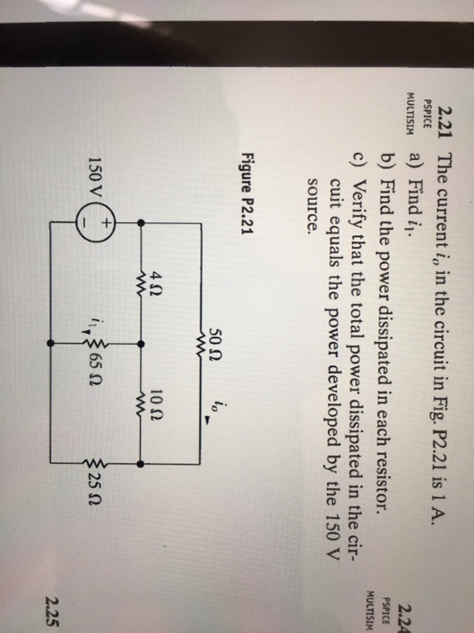 Solved 2.21 The current i, in the circuit in Fig. P2.21 is 1 | Chegg.com