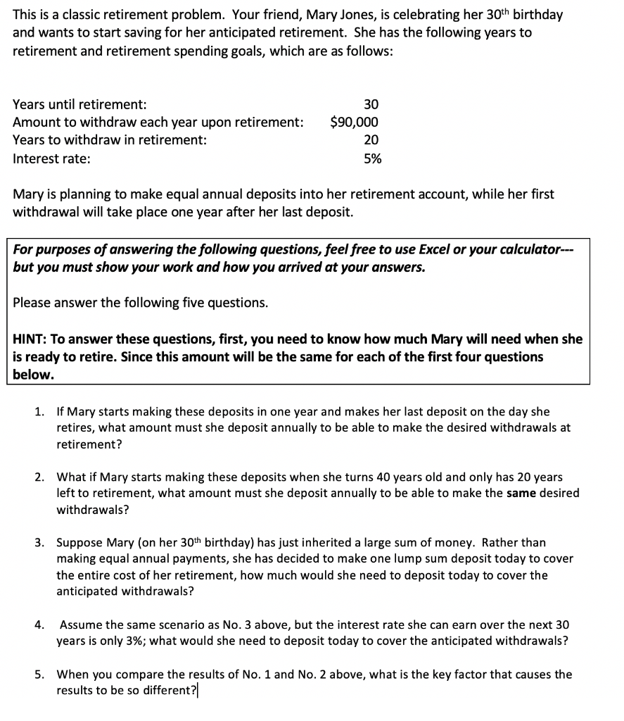 Solved This is a classic retirement problem. Your friend, | Chegg.com