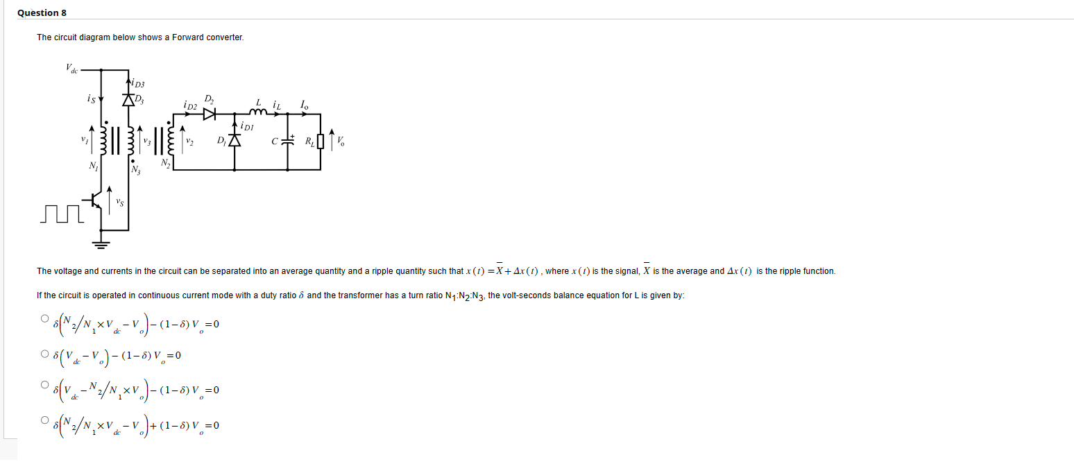 Solved The circuit diagram below shows a Forward converter. | Chegg.com