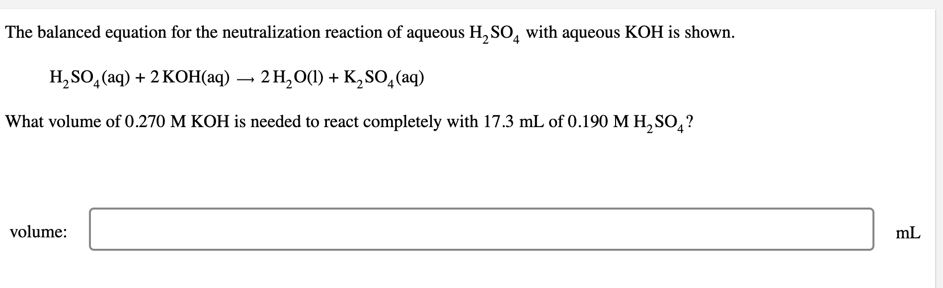 Solved The balanced equation for the neutralization reaction | Chegg.com