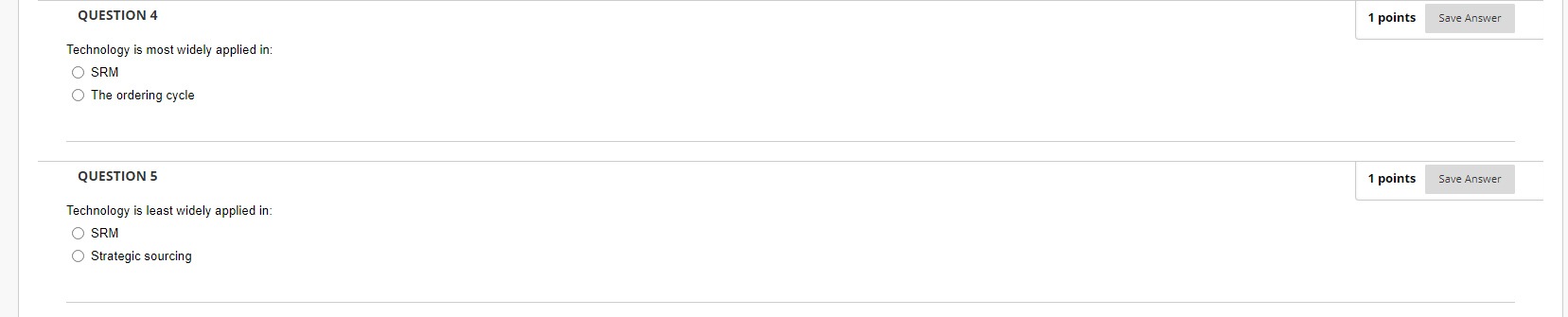 Solved QUESTION 4 Technology is most widely applied in: SRM | Chegg.com