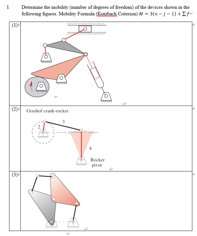 Solved 1 Determine the mobility (number of degrees of | Chegg.com
