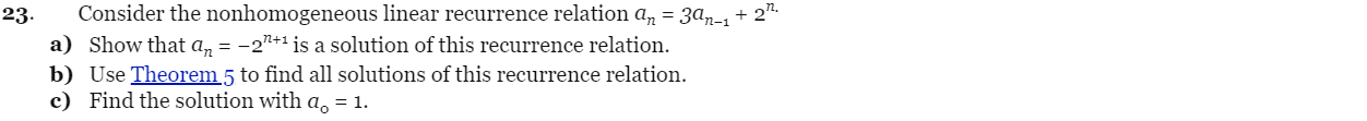 Solved 23 Consider The Nonhomogeneous Linear Recurrence