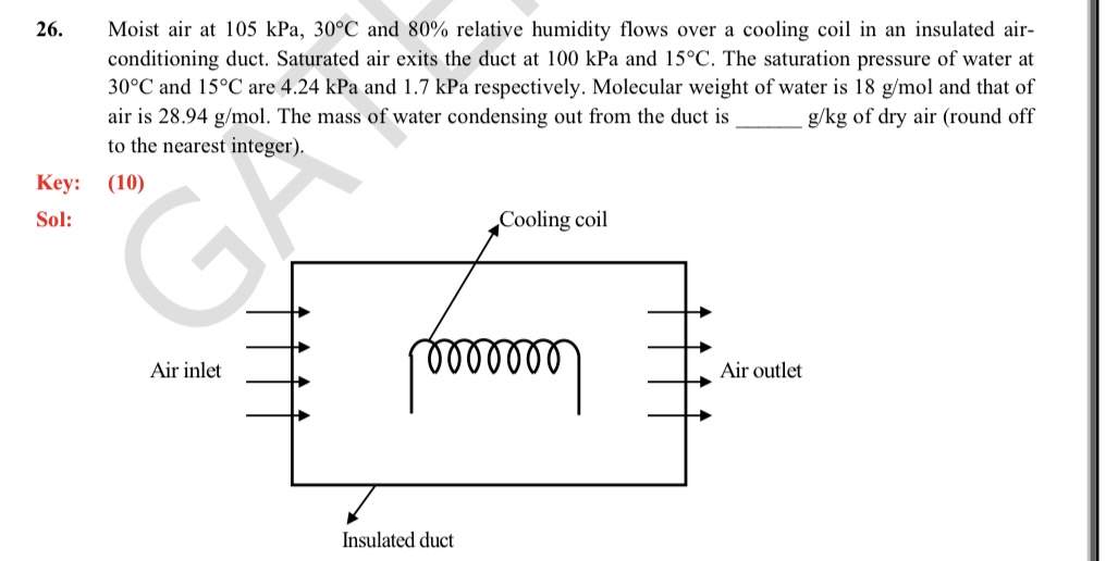 Solved Moist air at 105kPa,30°C ﻿and 80% ﻿relative humidity | Chegg.com