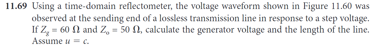 Solved 11.69 Using a time-domain reflectometer, the voltage | Chegg.com