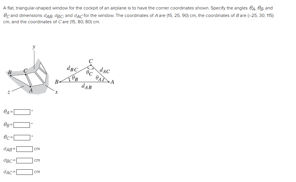 Solved A flat, triangular-shaped window for the cockpit of | Chegg.com