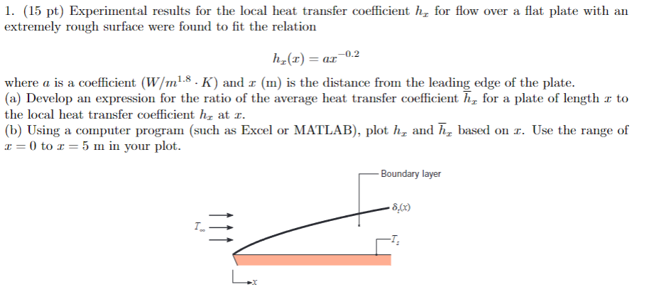 Solved 1. (15 pt) Experimental results for the local heat | Chegg.com