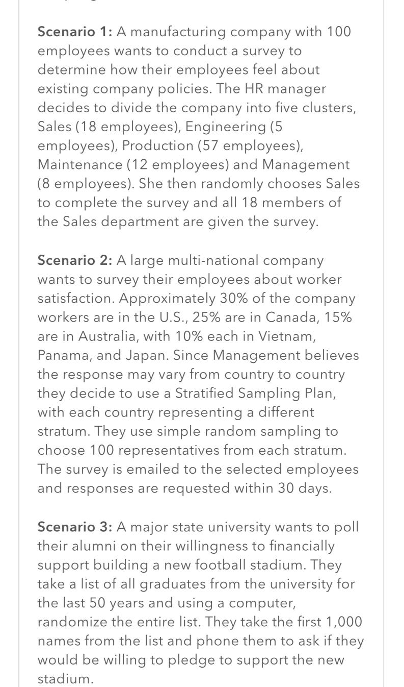 Solved Scenario 1: A manufacturing company with 100 | Chegg.com