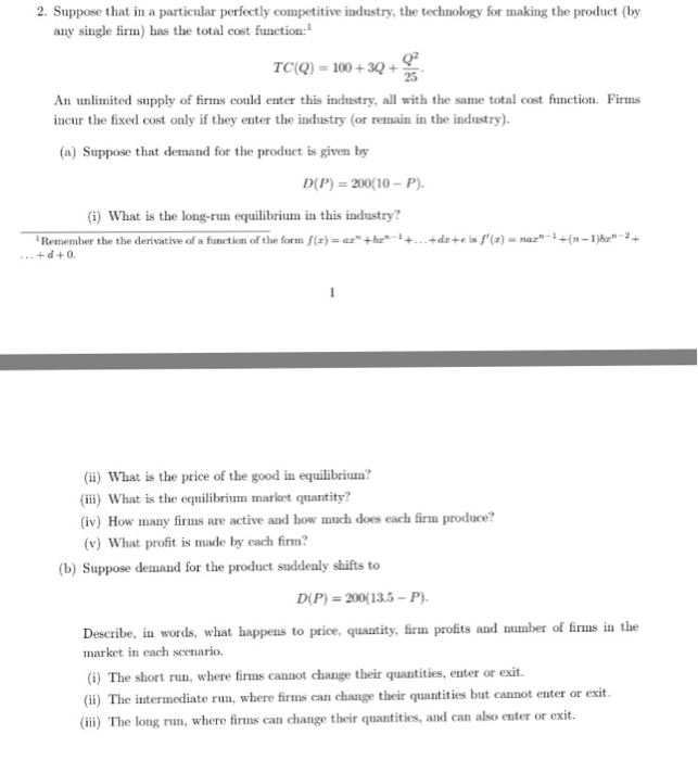 Solved Suppose that in a particular perfectly competitive | Chegg.com