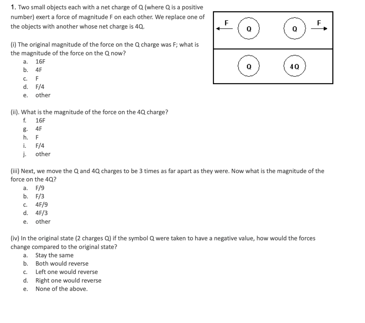 Solved Two small objects each with a net charge of Q (where | Chegg.com