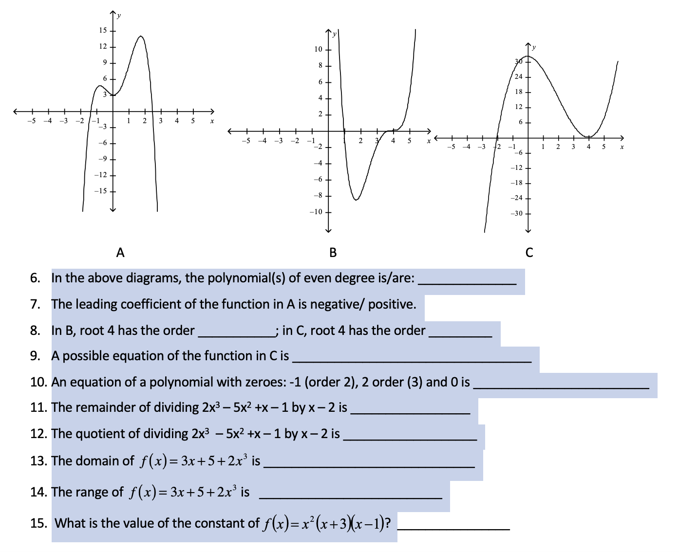 Solved 6. In the above diagrams, the polynomial(s) of even | Chegg.com