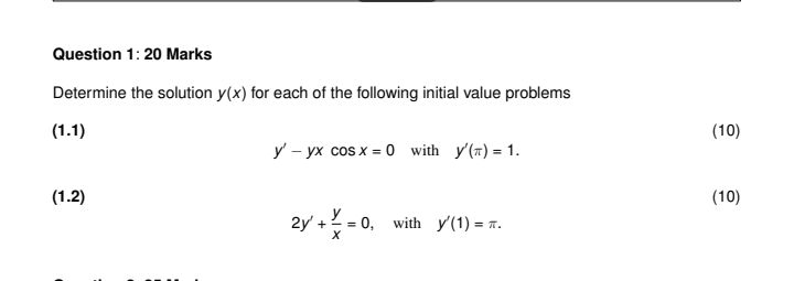 Solved Determine the solution y(x) for each of the following | Chegg.com
