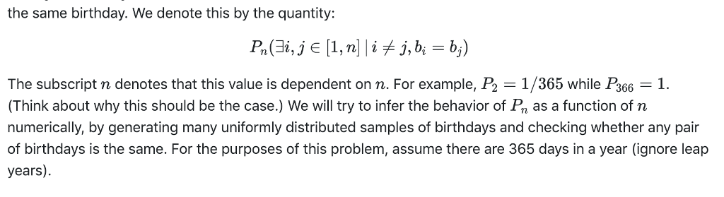 The birthday problem is a famous problem with an | Chegg.com