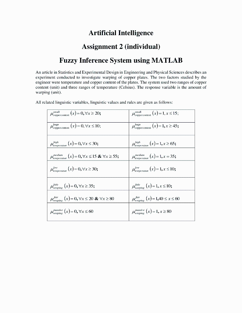 Artificial Intelligence Assignment 2 (individual) | Chegg.com