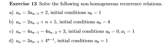 Solved Exercise 13 Solve the following non-homogeneous | Chegg.com