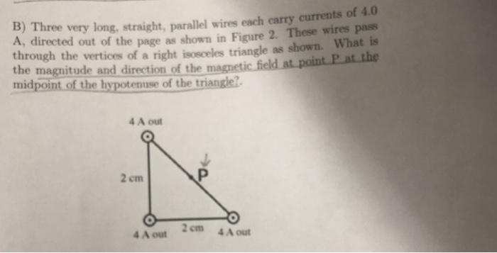 Solved B) Three very long, straight, parallel wires each | Chegg.com