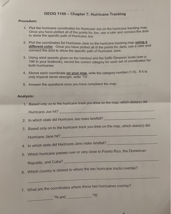 Solved GEOG 1150-Chapter 7: Hurricane Tracking Procedure: 1. | Chegg.com