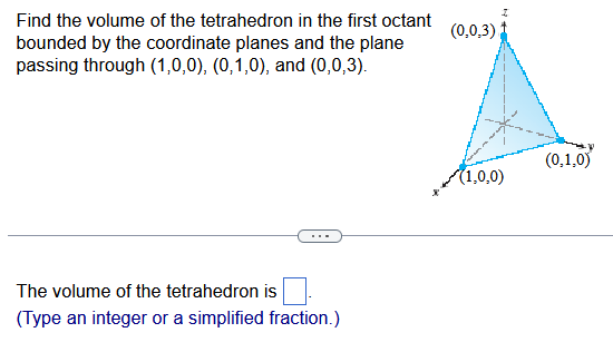 Solved Find the volume of the tetrahedron bounded by the | Chegg.com