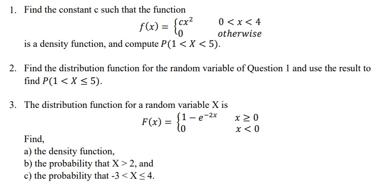 Solved 1. Find the constant c such that the function | Chegg.com