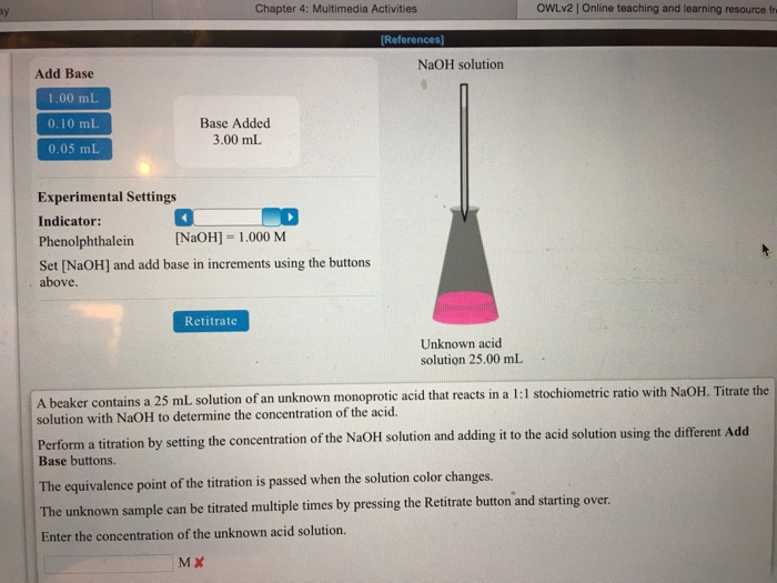 Solved Set [NaOH] and add base in increments using the | Chegg.com