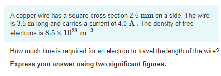 Solved A copper wire has a square cross section 2.5 mm on a | Chegg.com