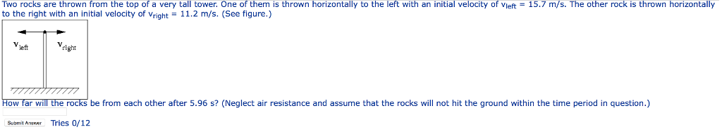Solved Two rocks are thrown from the top of a very tall | Chegg.com