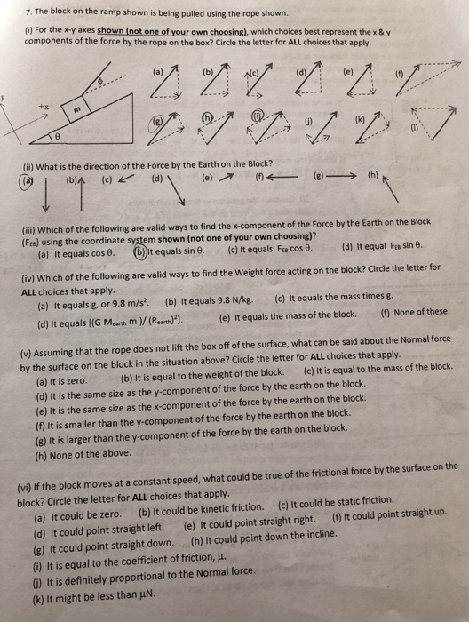 Solved 7. The block on the ramp shown is being pulled using | Chegg.com