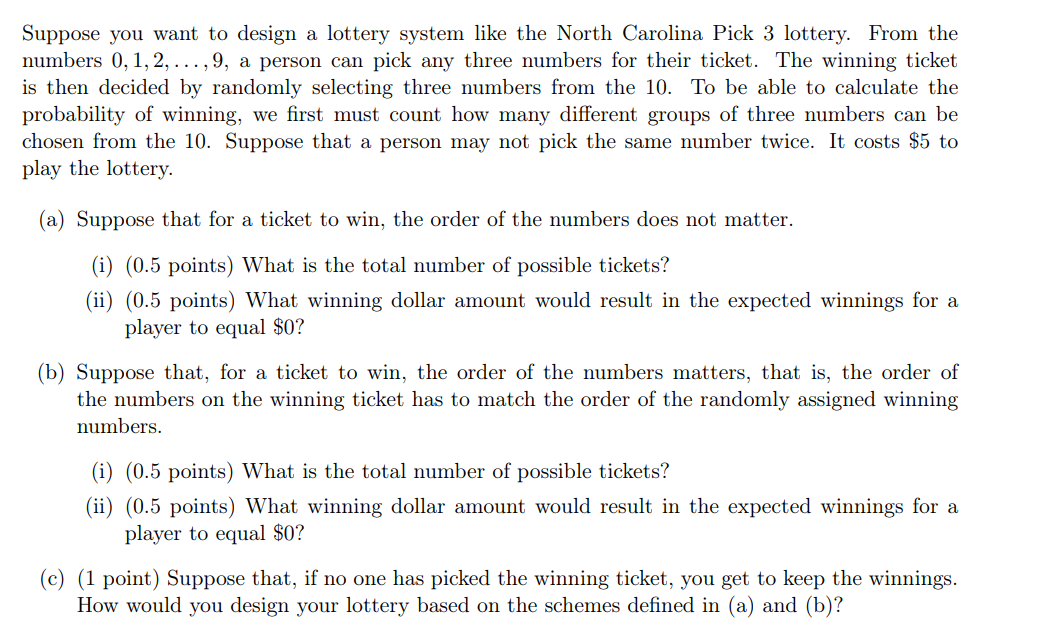 Solved Suppose you want to design a lottery system like the | Chegg.com