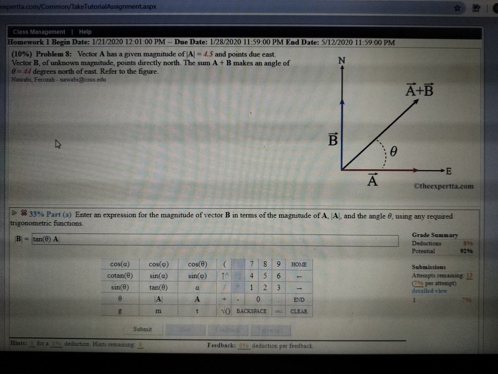 Solved expertta.com/Common/TakeTutorialAssignment.aspx Class | Chegg.com