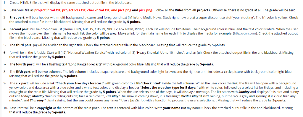 Solved 1 Create Html 5 File That Will Display The Same 2750