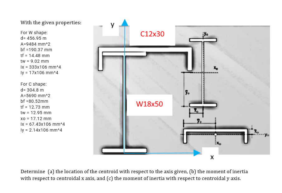Solved у C12x30 With the given properties: For W shape: | Chegg.com