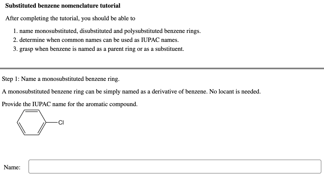 Solved Substituted benzene nomenclature tutorial After | Chegg.com