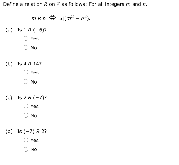 Solved Define a relation R on Z as follows: For all integers | Chegg.com