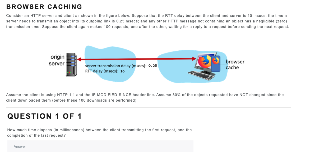 Solved BROWSER CACHING Consider an HTTP server and client as | Chegg.com