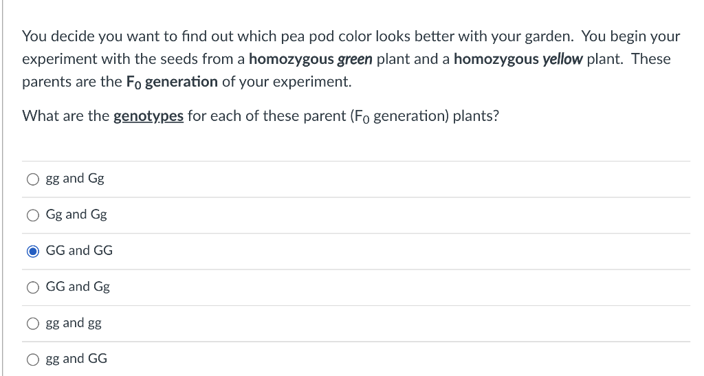 Solved You decide you want to find out which pea pod color | Chegg.com