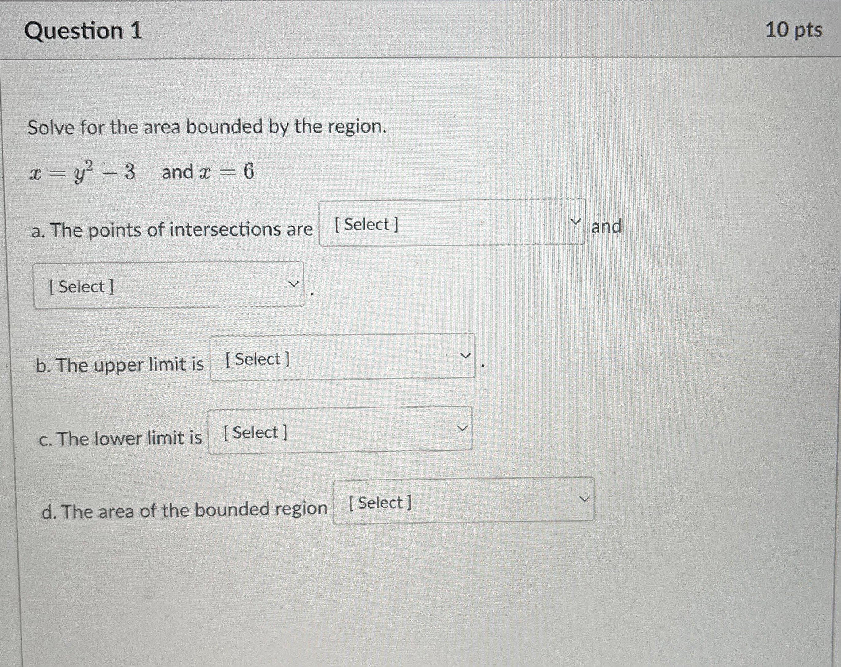 Solved Question 1Solve for the area bounded by ﻿the | Chegg.com