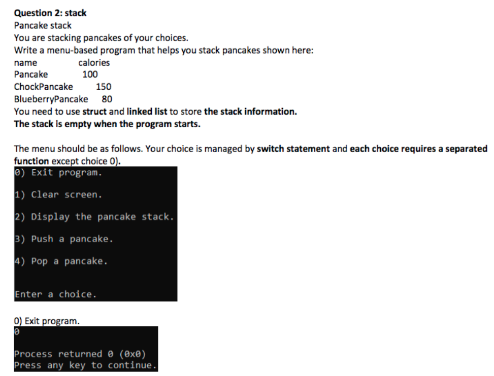 Solved Question 2: stack Pancake stack You are stacking | Chegg.com