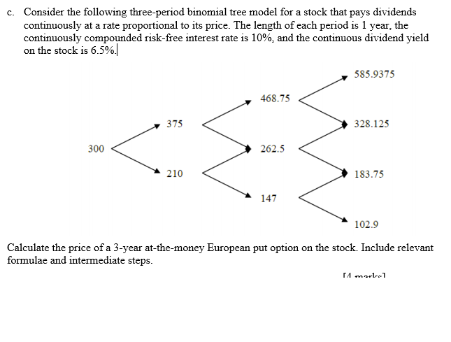 Solved c. Consider the following three-period binomial tree | Chegg.com