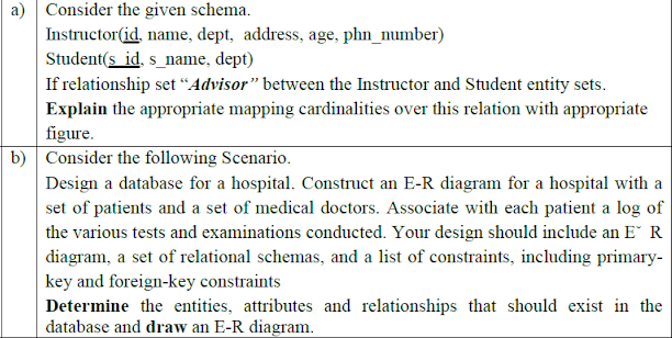 Solved a) Consider the given schema. Instructor(id, name, | Chegg.com