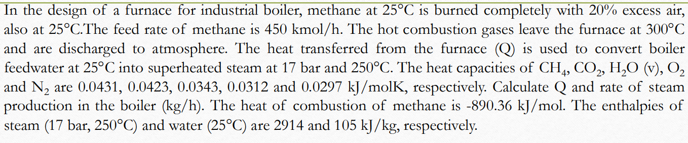 Solved In the design of a furnace for industrial boiler, | Chegg.com