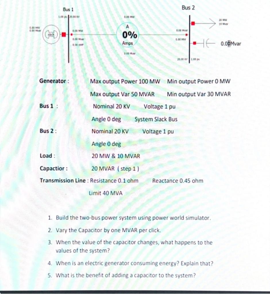 Solved 1. Build the two-bus power system using power world | Chegg.com
