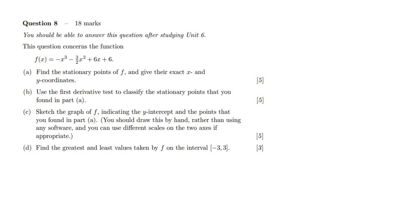 Solved [5] Question 8 18 marks You should be able to answer | Chegg.com