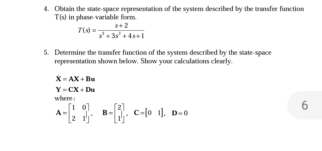 Solved Obtain the state-space representation of the system | Chegg.com